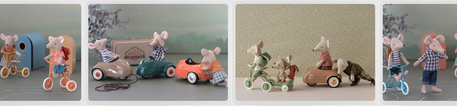 Maileg Mice Vehicles – Handcrafted Toy Mice with Cars & Bikes ...