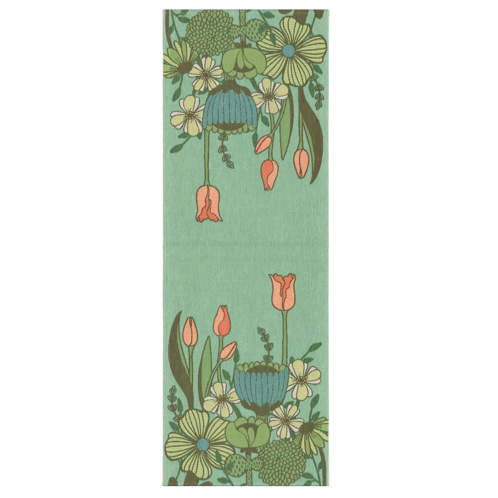 Ekelund Soft Green Floral Table Runner – Organic Cotton, 35x100 ...