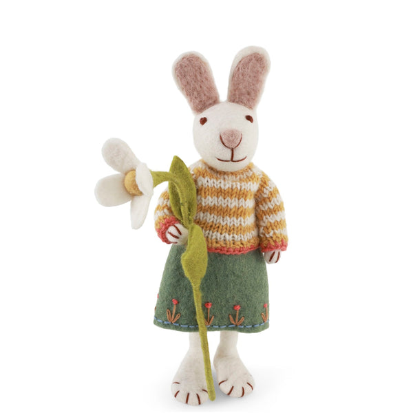 Gry & Sif Medium White Bunny Girl with Skirt & Snowdrop – Wool ...