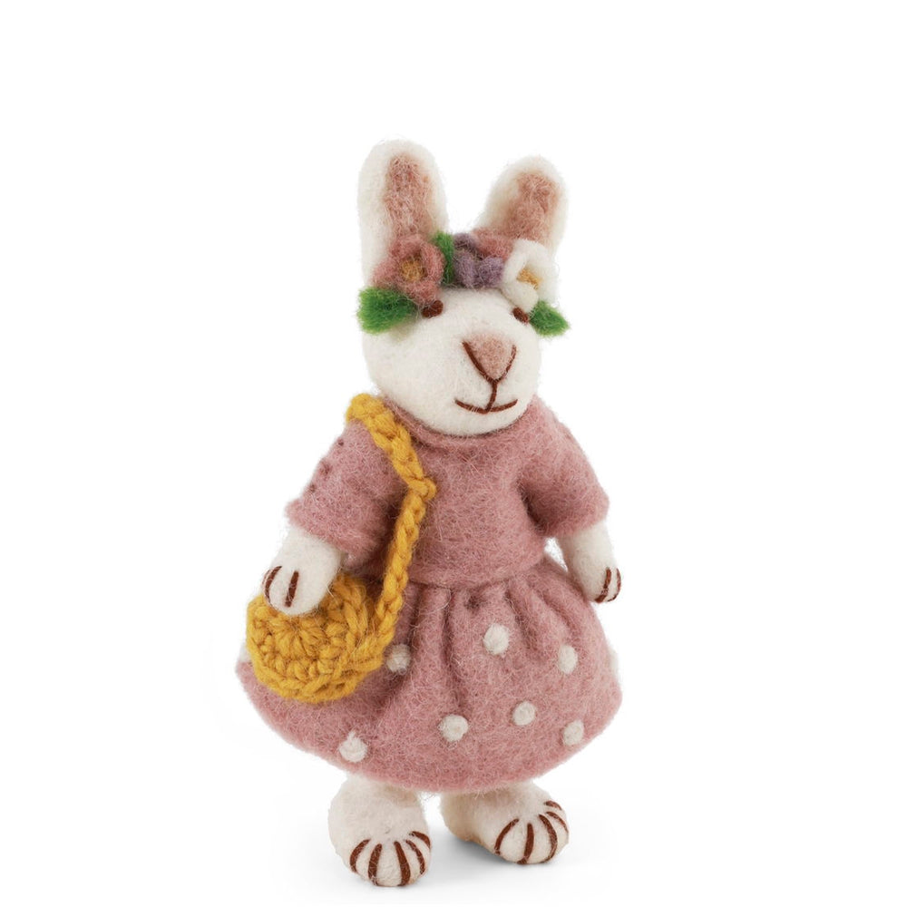 Gry & Sif Small White Bunny Girl with Flower Headband – Wool ...