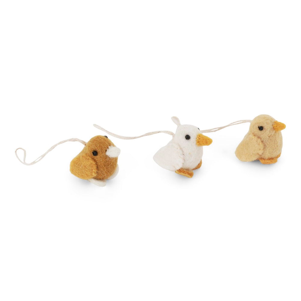 Gry & Sif Felt Chicklet Bird Decoration Set of 3 – Wool Ornaments ...