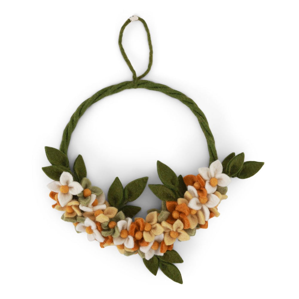 Gry & Sif Dawn Flower Wreath Yellow – Handmade Wool Felt Decoration ...