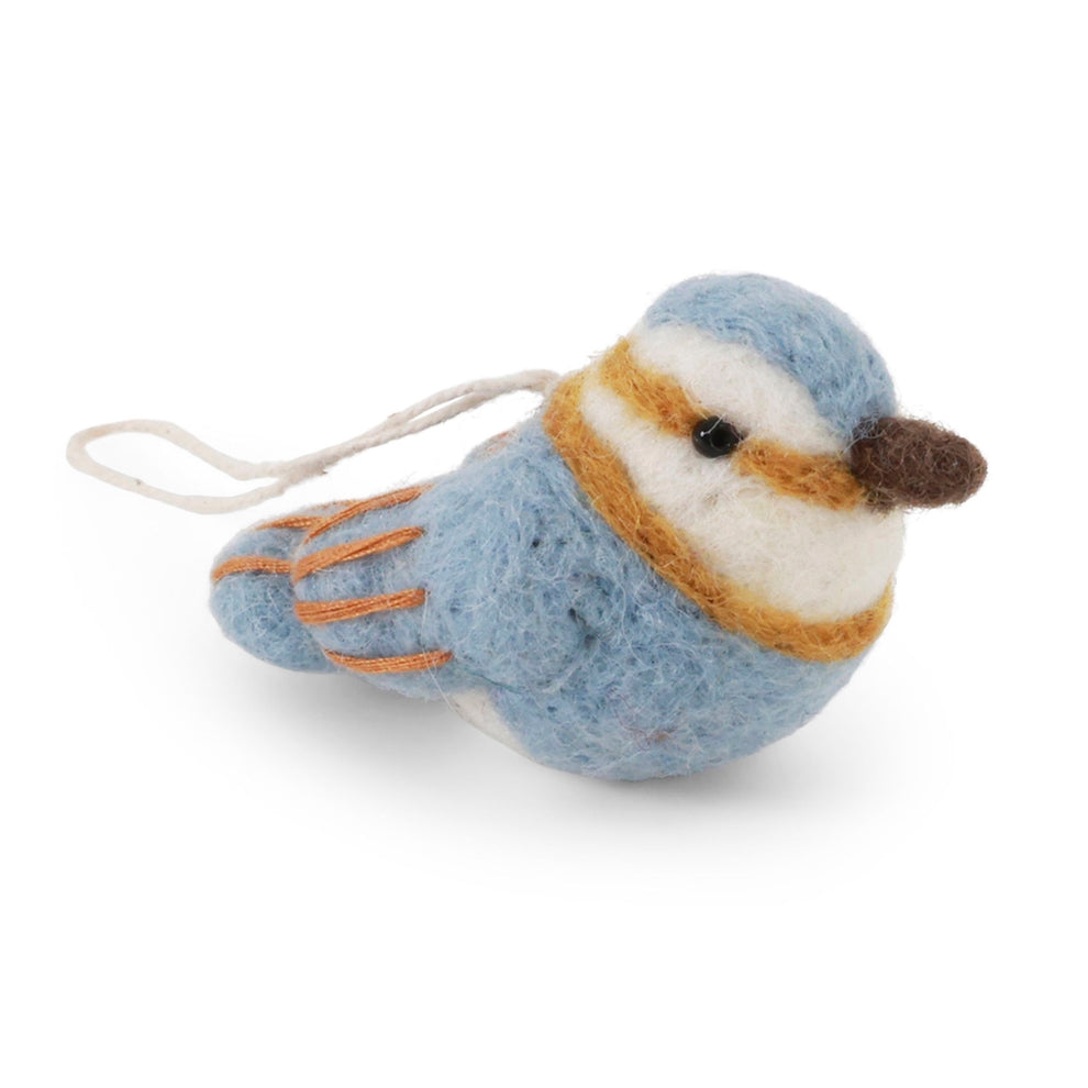 Gry & Sif Spinus Blue Felt Bird Decoration – Wool Home Décor ...