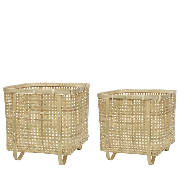 Sporta Square Baskets – Set of 2, Natural Bamboo Storage – Wholesale ...